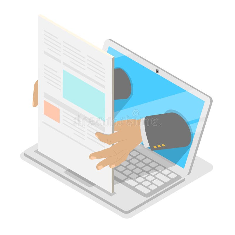 3D Isometric Flat Illustration of Digital Contract Set. Item 1 Stock ...