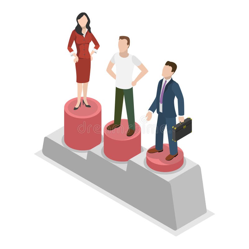3D Isometric Flat Illustration of Equality Vs Equity Vs Justice. Item 2 ...