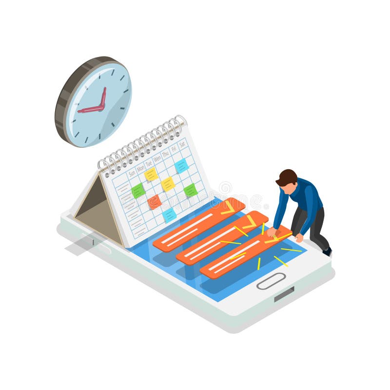 3D Isometric Flat Illustration of Scheduling Software. Item 1 Stock ...