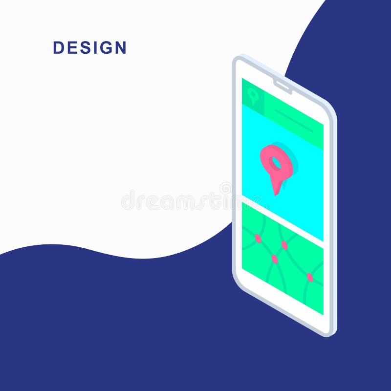 3d Isometric Flat Mobile Design. Vector Location Illustration. Stock ...