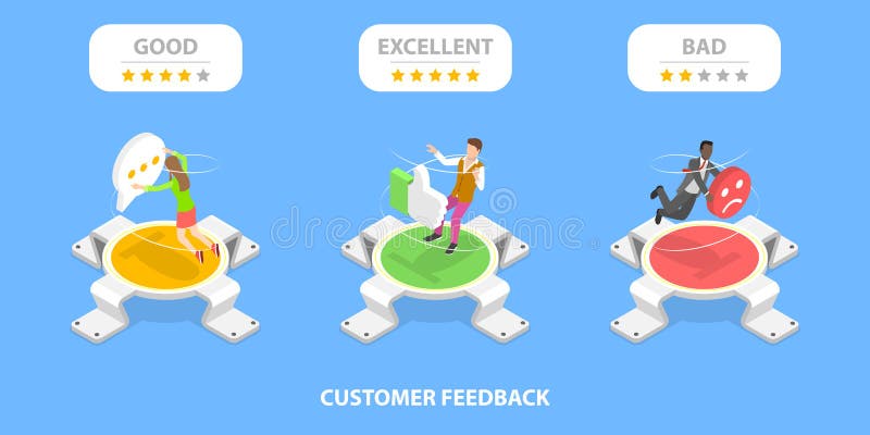 3D Isometric Flat Vector Concept of Excellent, Bad and Good Customer ... 3D Isometric Flat Vector Concept of Excellent, Bad and Good Customer ...