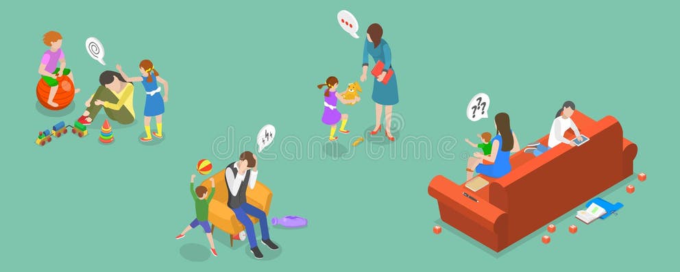 3D Isometric Flat Vector Conceptual Illustration of ADHD Problem Stock ...
