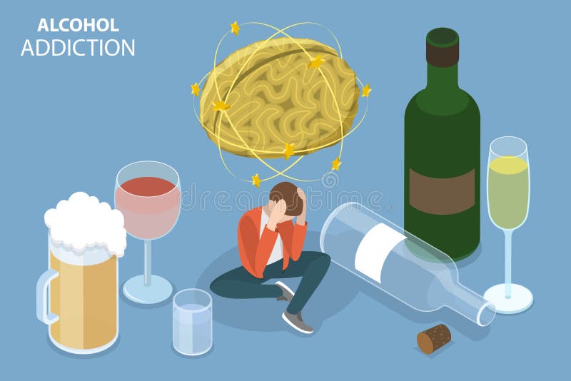 3D Isometric Flat Vector Conceptual Illustration of Alcohol Addiction ...