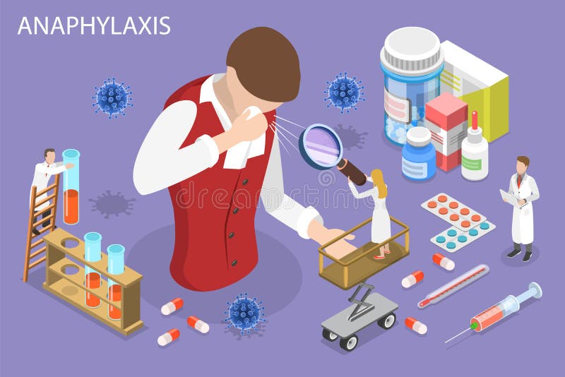 3D Isometric Flat Vector Conceptual Illustration of Anaphylaxis Stock ...