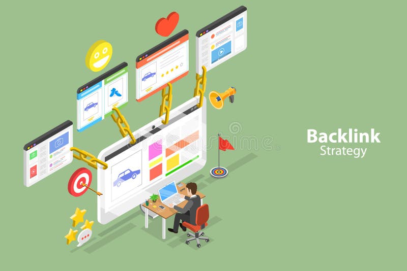 3D Isometric Flat Vector Conceptual Illustration of Backlink Strategy Stock Vector ...