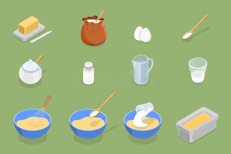 3D Isometric Flat Vector Conceptual Illustration of Baking Elements Set ...