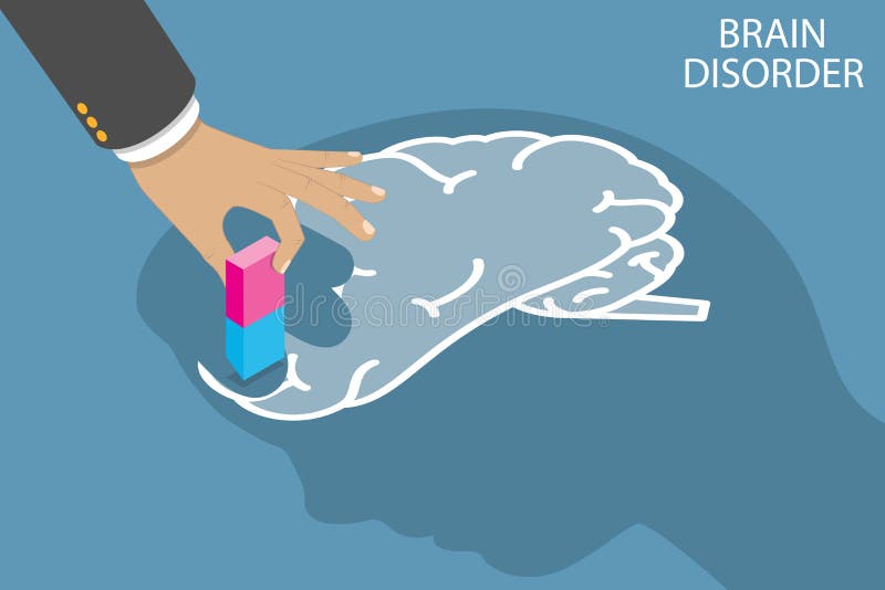 3D Isometric Flat Vector Conceptual Illustration of Brain Disorder ...