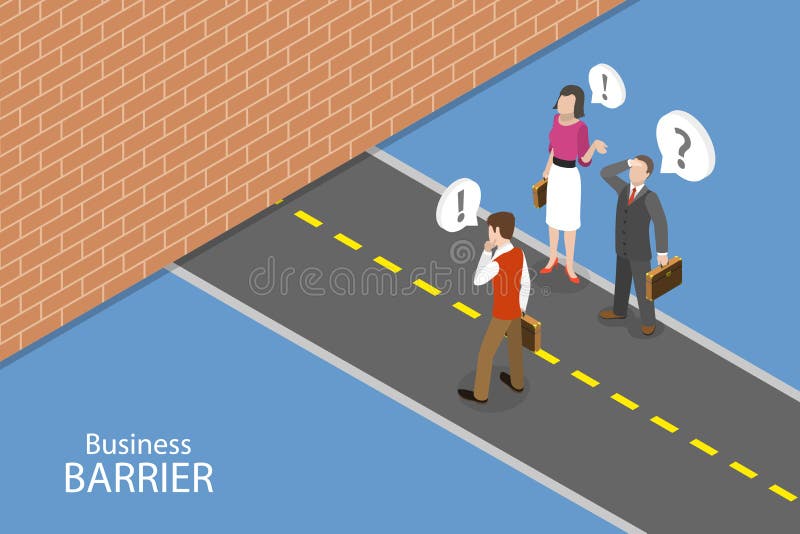 3D Isometric Flat Vector Conceptual Illustration of Business Barrier or ...