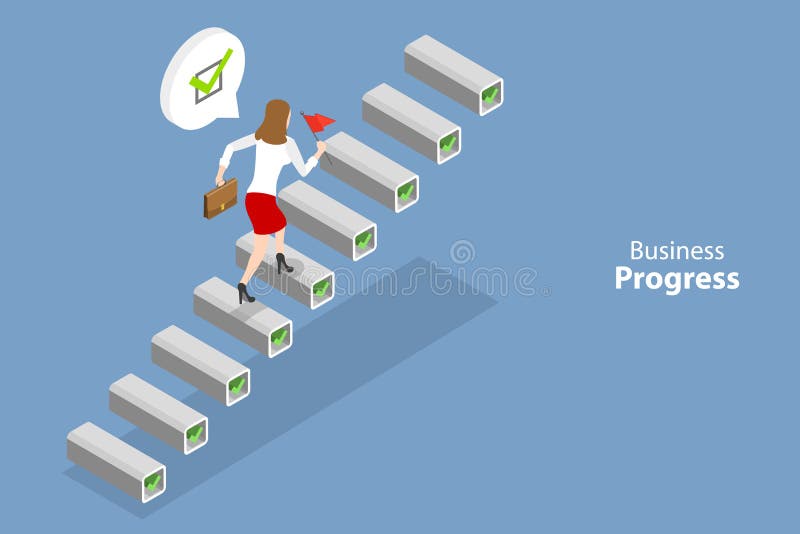 3D Isometric Flat Vector Conceptual Illustration of Business Progress ...