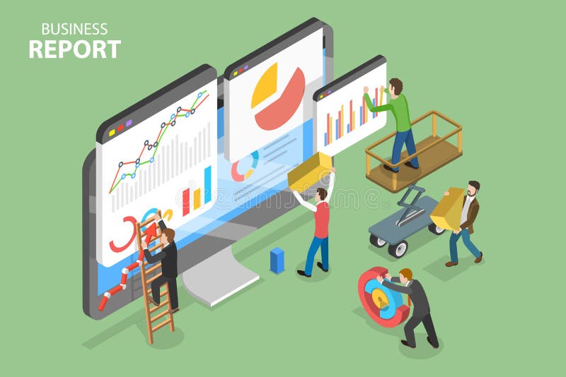3D Isometric Flat Vector Conceptual Illustration of Business Report ...