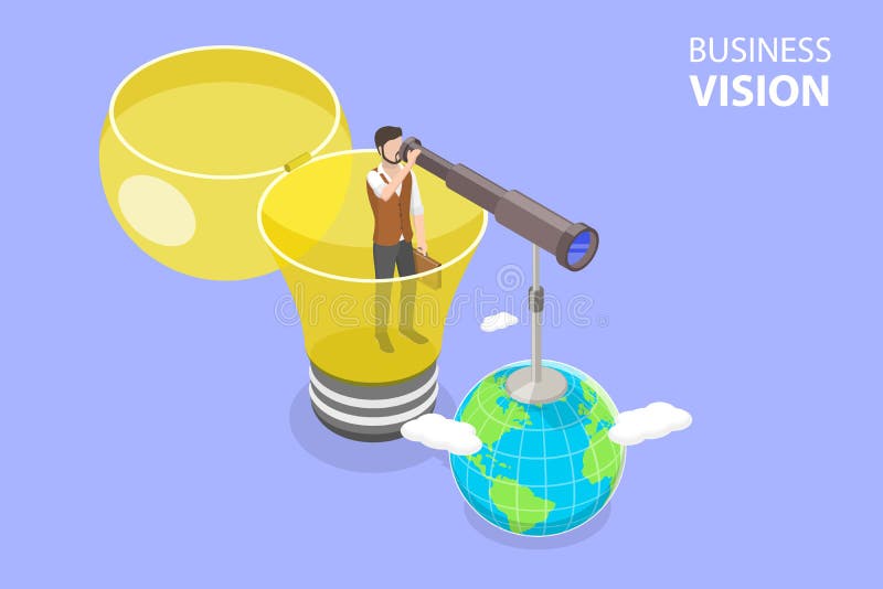 3D Isometric Flat Vector Conceptual Illustration of Business Vision ...
