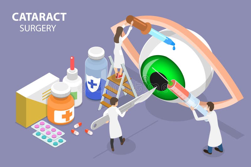 3D Isometric Flat Vector Conceptual Illustration of Cataract Surgery ...