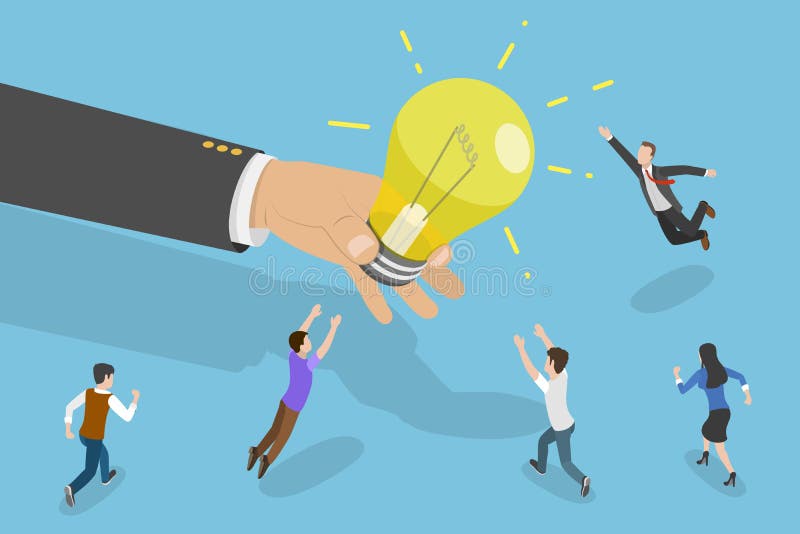 Brain Chasing a Light Bulb or Idea Stock Illustration - Illustration of ...