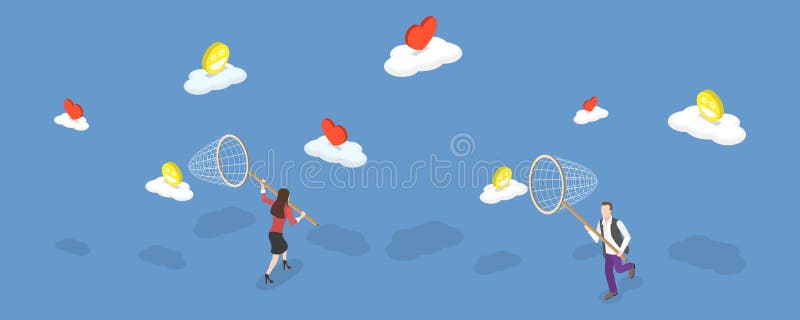 3D Isometric Flat Vector Conceptual Illustration of Chasing for Passion ...