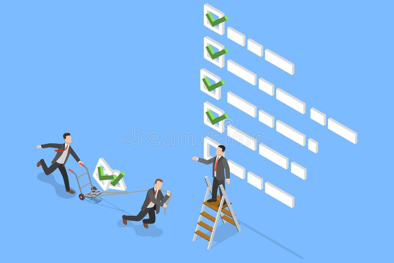 3D Isometric Flat Vector Conceptual Illustration of Checklist for Work ...