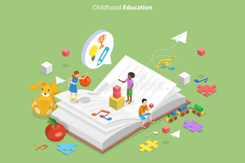 3D Isometric Flat Vector Conceptual Illustration of Childhood Education ...