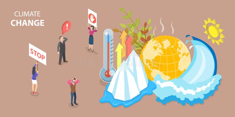 3D Isometric Flat Vector Conceptual Illustration of Climate Change ...