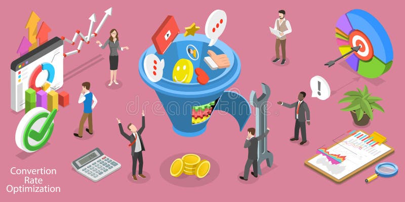 3D Isometric Flat Vector Conceptual Illustration of Conversion Rate ...