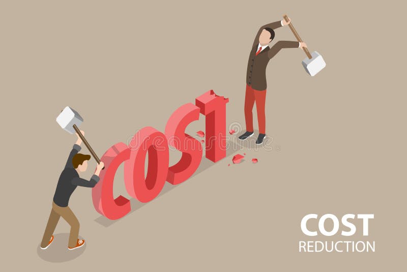 3D Isometric Flat Vector Conceptual Illustration of Cost Reduction ...