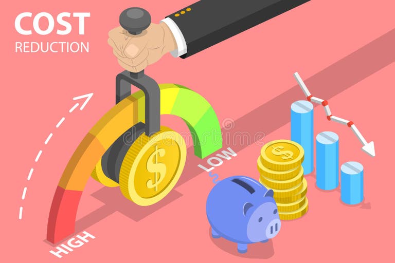 3D Isometric Flat Vector Conceptual Illustration of Cost Reduction ...