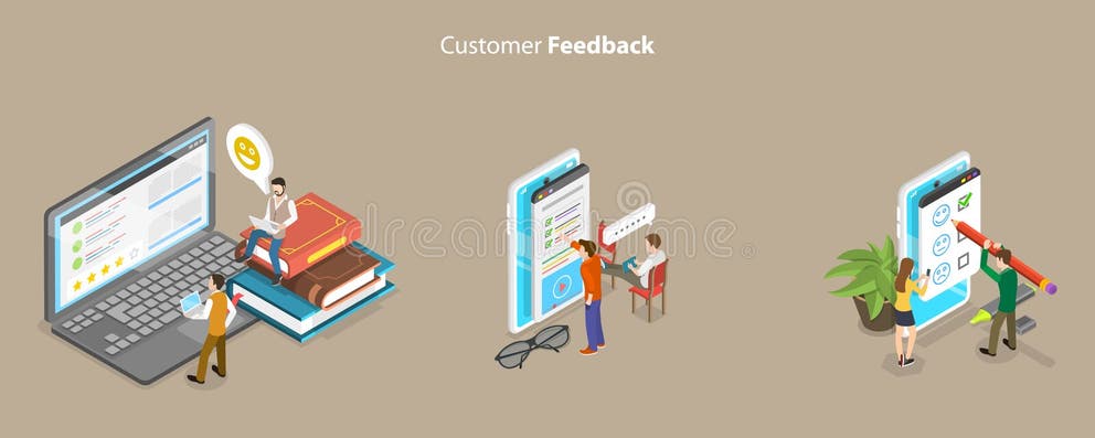 3D Isometric Flat Vector Conceptual Illustration of Customer Feedback ...