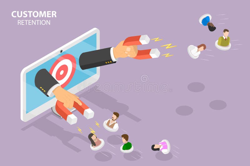 3D Isometric Flat Vector Conceptual Illustration of Customer Retention ...
