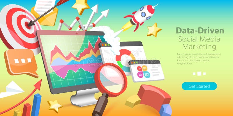 3D Isometric Flat Vector Conceptual Illustration of Data-driven ...