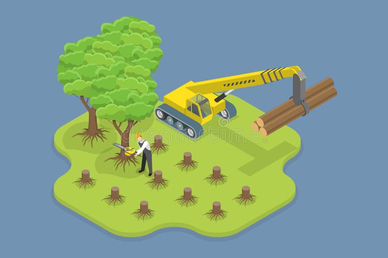 3D Isometric Flat Vector Conceptual Illustration of Deforestation Stock ...