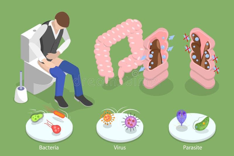 3D Isometric Flat Vector Conceptual Illustration of Diarrhea Stock ...