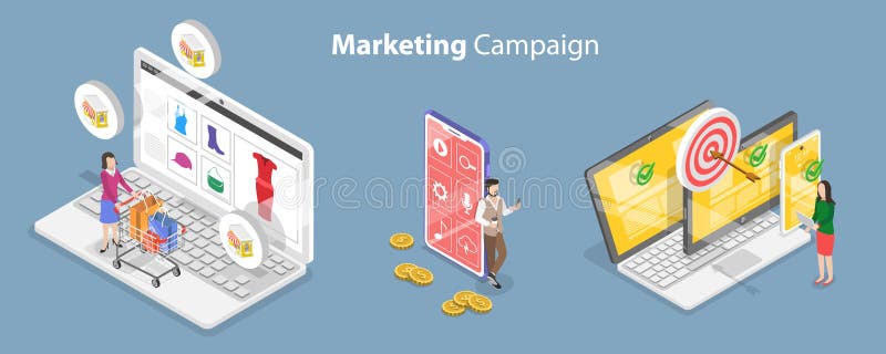 3D Isometric Flat Vector Conceptual Illustration of Digital Marketing ...