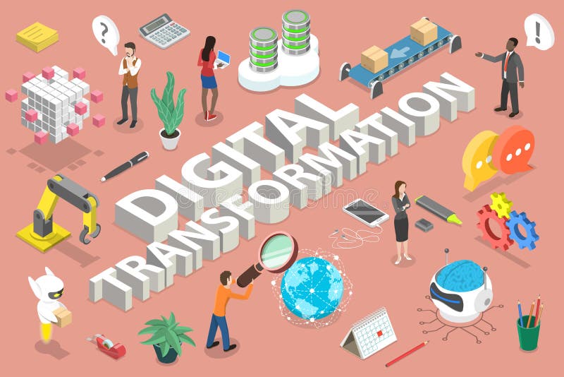 3D Isometric Flat Vector Conceptual Illustration of Digital ...