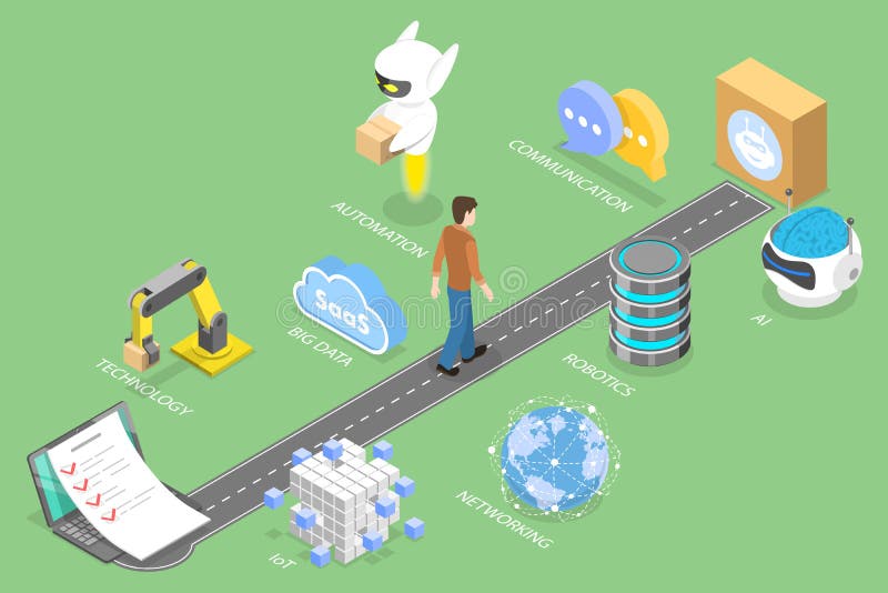 3D Isometric Flat Vector Conceptual Illustration of Digital ...