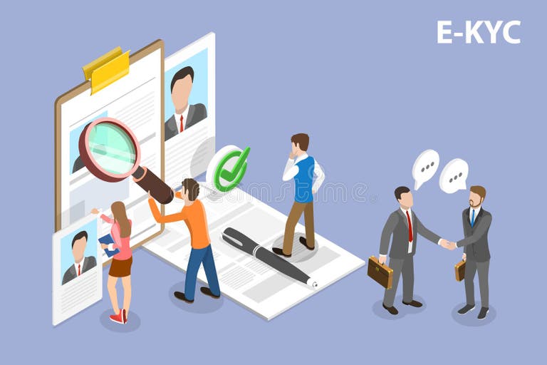 3D Isometric Flat Vector Conceptual Illustration of E-KYC Stock Vector ...