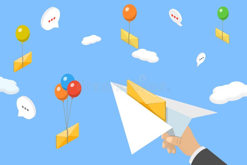 3D Isometric Flat Vector Conceptual Illustration of E-mail Message ...