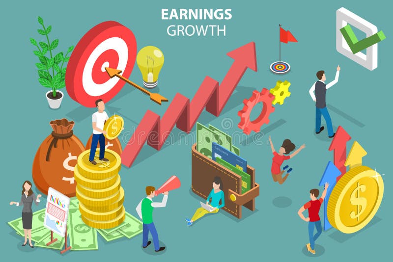 3D Isometric Flat Vector Conceptual Illustration of Earnings Growth ...