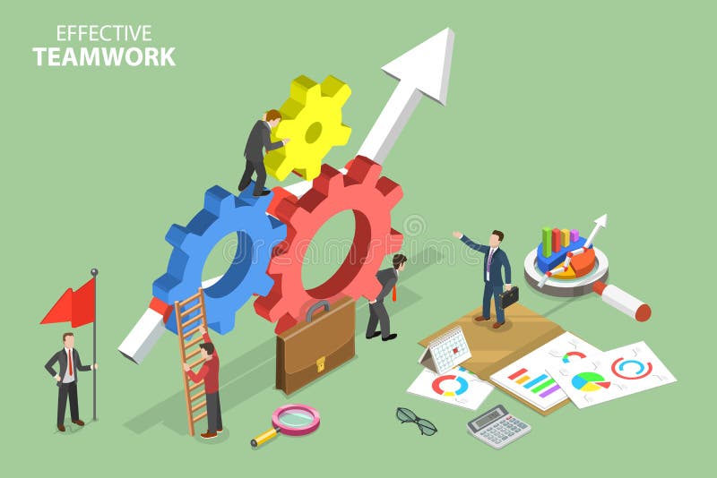 3D Isometric Flat Vector Conceptual Illustration of Effective Teamwork ...