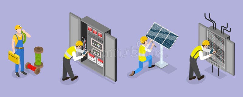 3D Isometric Flat Vector Conceptual Illustration of Electrical Utility ...