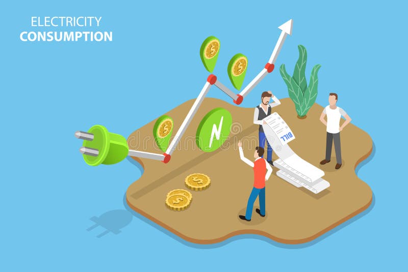 3D Isometric Flat Vector Conceptual Illustration of Electricity ...