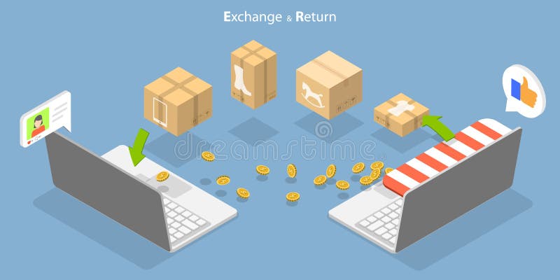 3D Isometric Flat Vector Conceptual Illustration of Exchange and Return ...