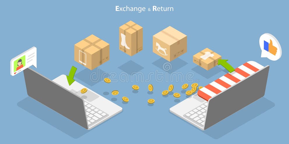 3D Isometric Flat Vector Conceptual Illustration of Exchange and Return ...