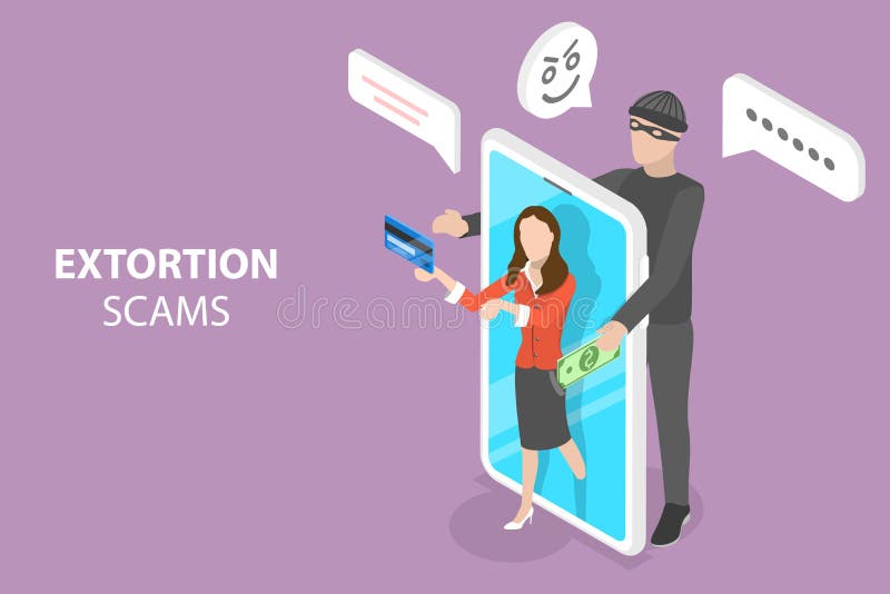 3D Isometric Flat Vector Conceptual Illustration of Extortion Scams ...
