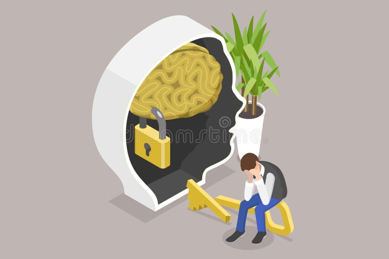 3D Isometric Flat Vector Conceptual Illustration of Fixed Mindset Stock ...