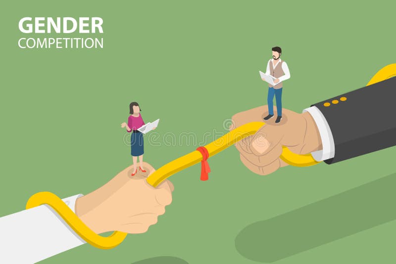 3D Isometric Flat Vector Conceptual Illustration of Gender Competition ...