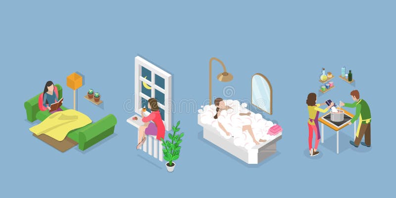 3D Isometric Flat Vector Conceptual Illustration of Home Relax and Rest ...