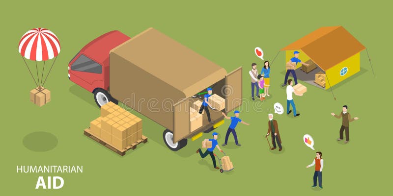 3D Isometric Flat Vector Conceptual Illustration of Humanitarian Aid ...
