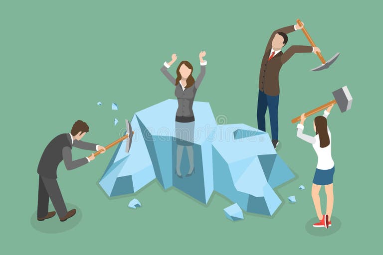 3D Isometric Flat Vector Conceptual Illustration of Ice Breaking ...