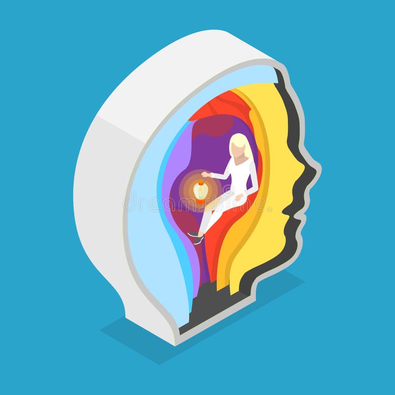 3D Isometric Flat Vector Conceptual Illustration of Inside Head Stock ...