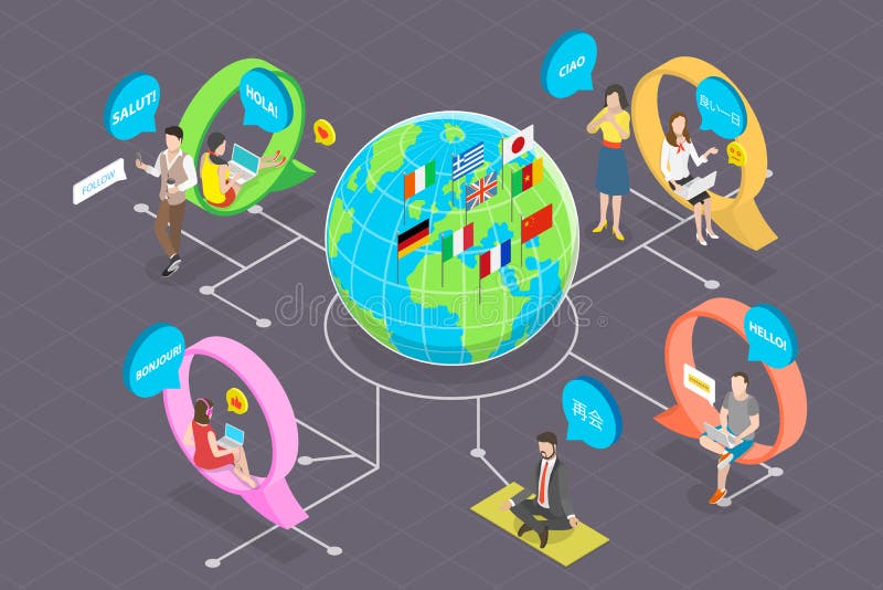 3D Isometric Flat Vector Conceptual Illustration of International ...