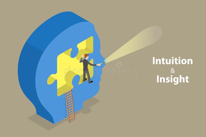 3D Isometric Flat Vector Conceptual Illustration of Intuition and ...