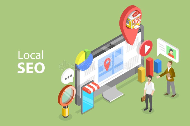 3D Isometric Flat Vector Conceptual Illustration of Local SEO Stock ...